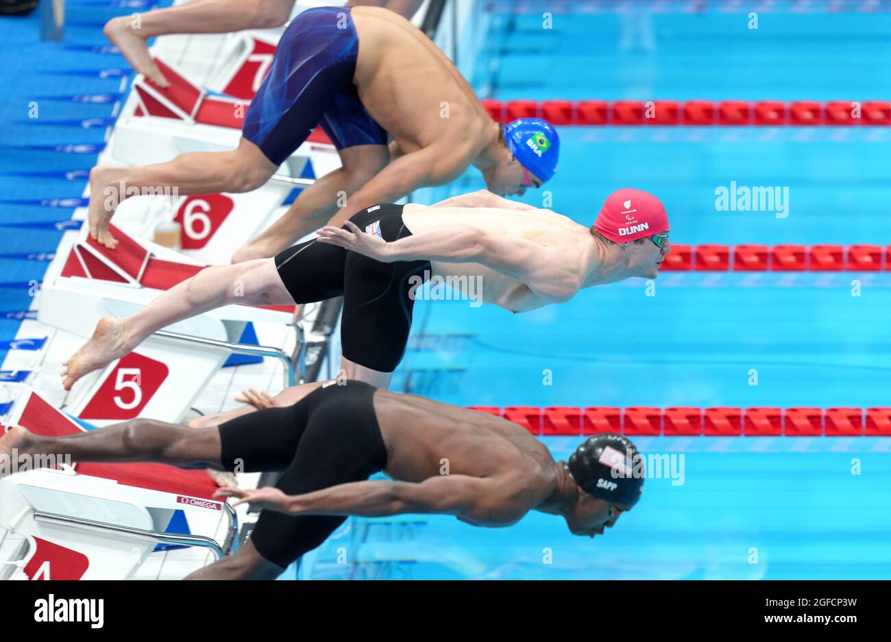 Great Britain's Reece Dunn (centre) at the start of the Men's 100m ...