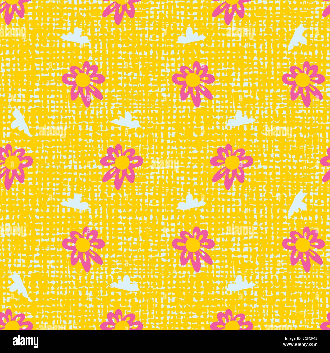 Vector yellow rows of cut out daisy flowers repeat pattern 02 with ...