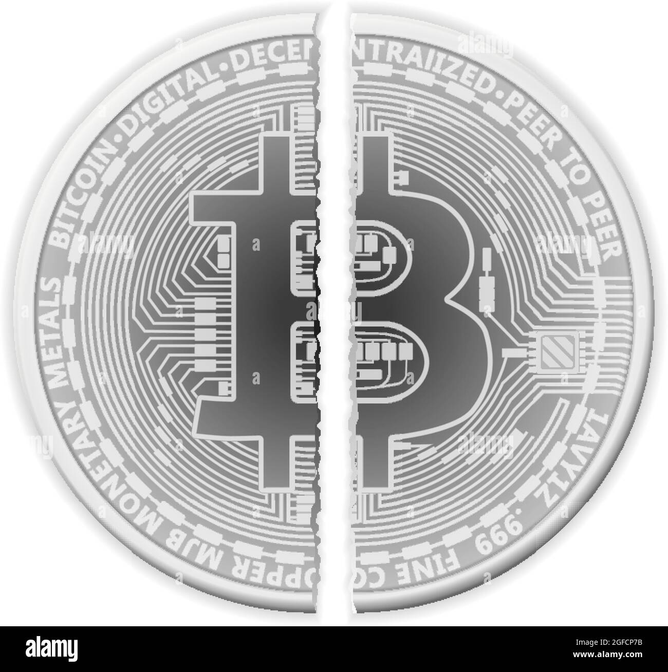 Broken bitcoin on a white background. Vector illustration Stock Vector ...