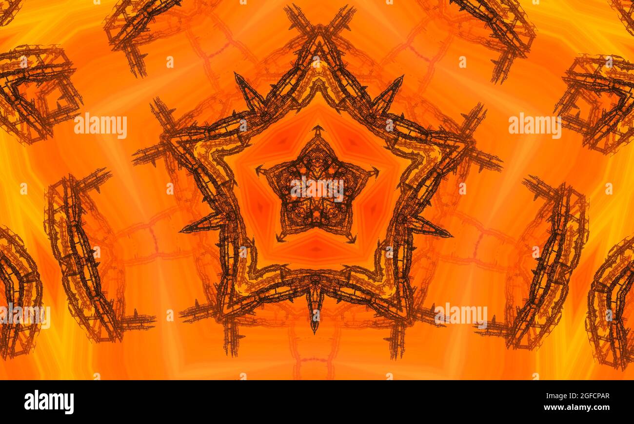 Architectural orange blueprint background. Orange kaleidoscope, modern ...