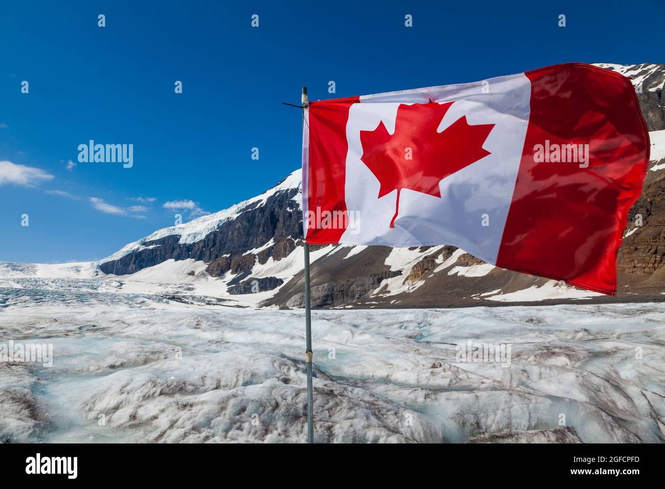 Rocky mountains banff national park canada flag hi-res stock ...