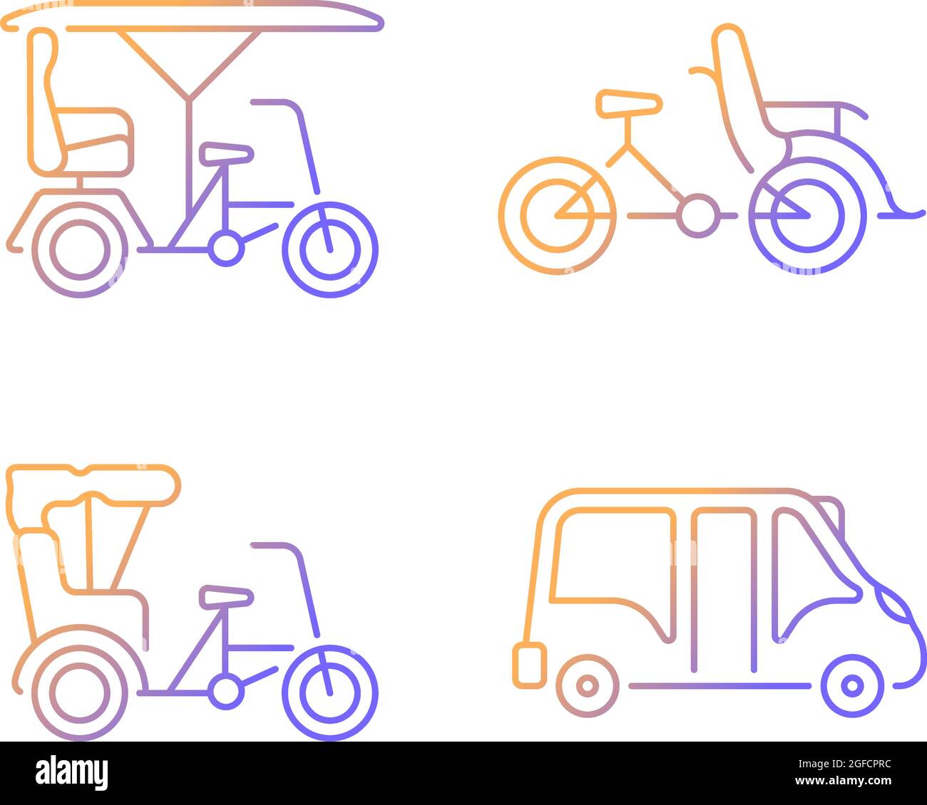 Vehicle for hire gradient linear vector icons set Stock Vector Image ...