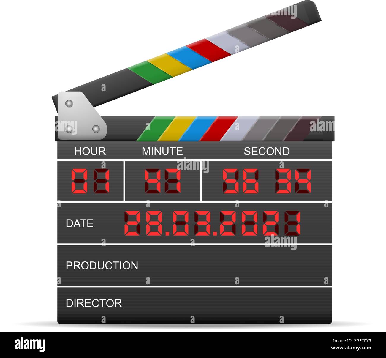 Digital clapperboard on a white background. Vector illustration Stock ...