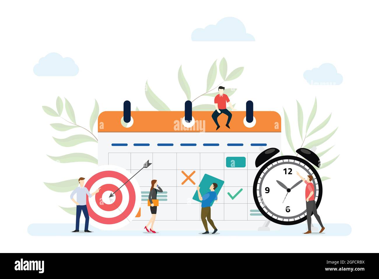 business planning concept with people manage schedule on calendar with ...