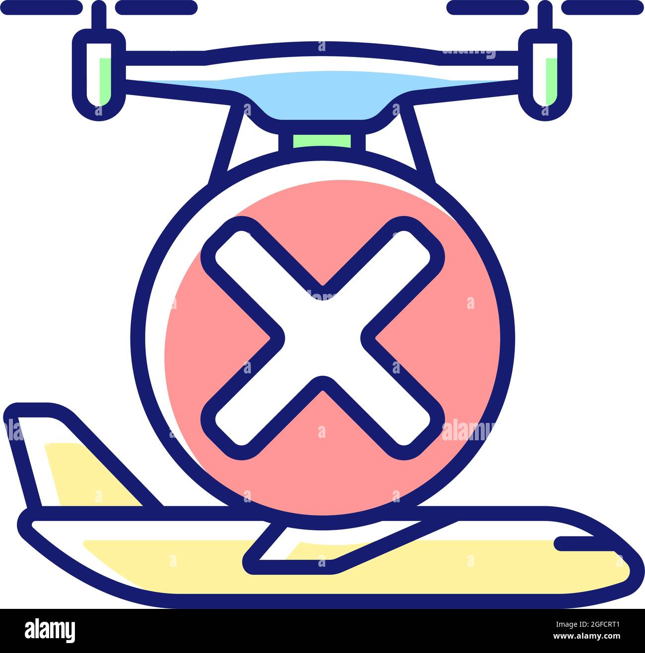 Dont fly near aircrafts RGB color manual label icon Stock Vector Image ...