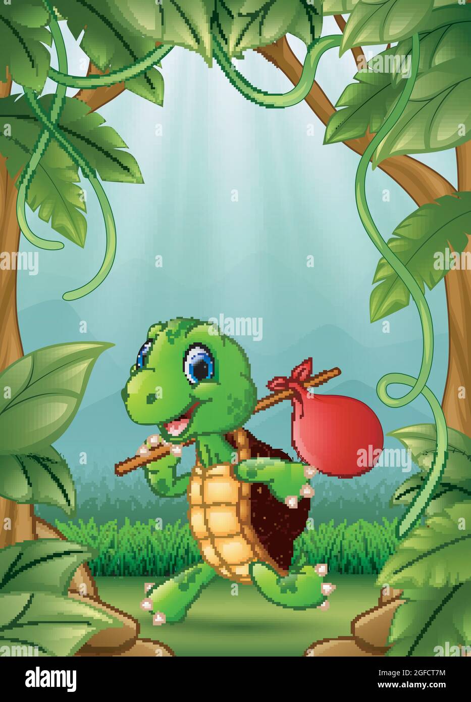 The little turtle are run in the jungle Stock Vector Image & Art - Alamy