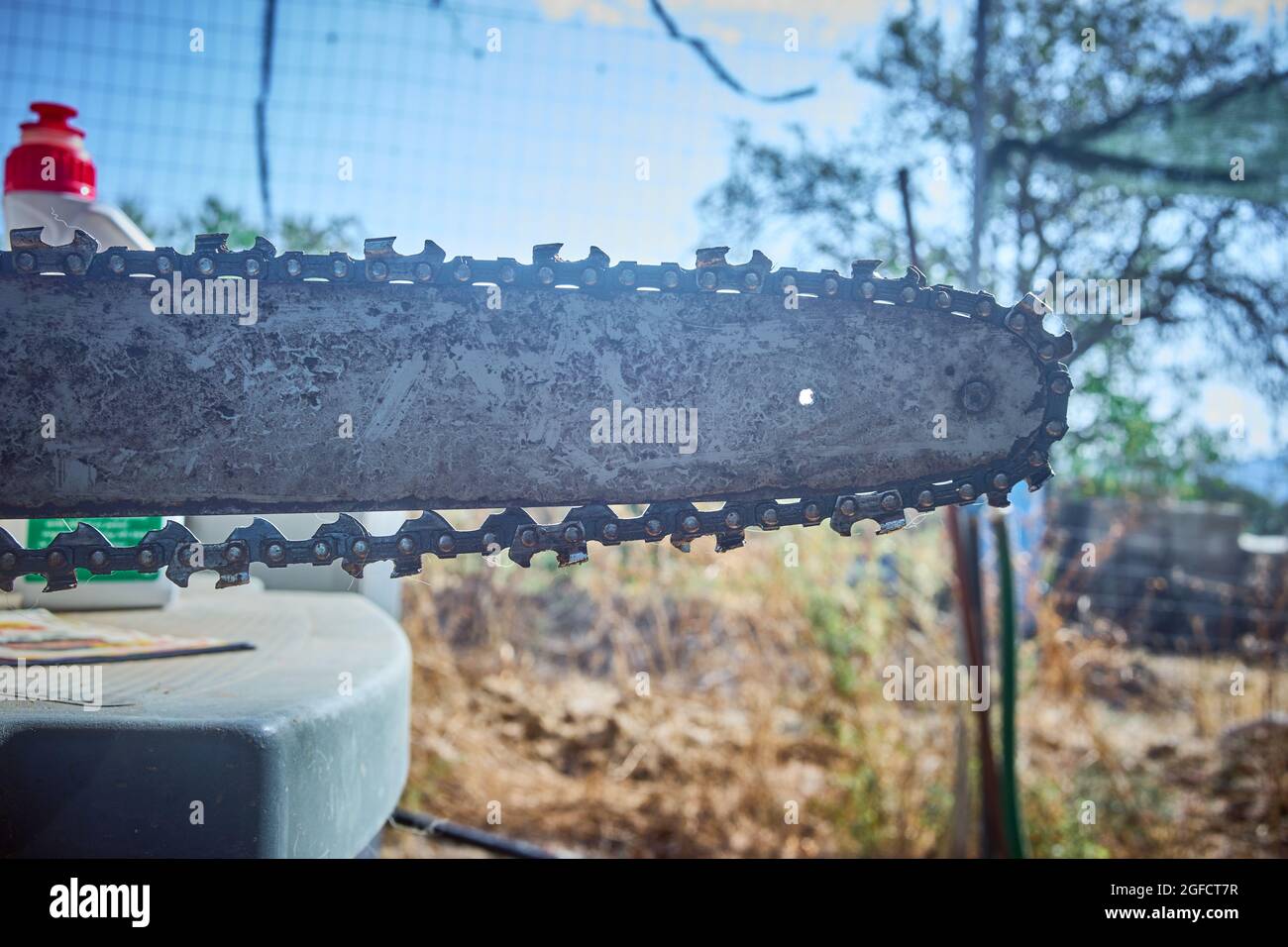 closeup of a chainsaw Stock Photo - Alamy
