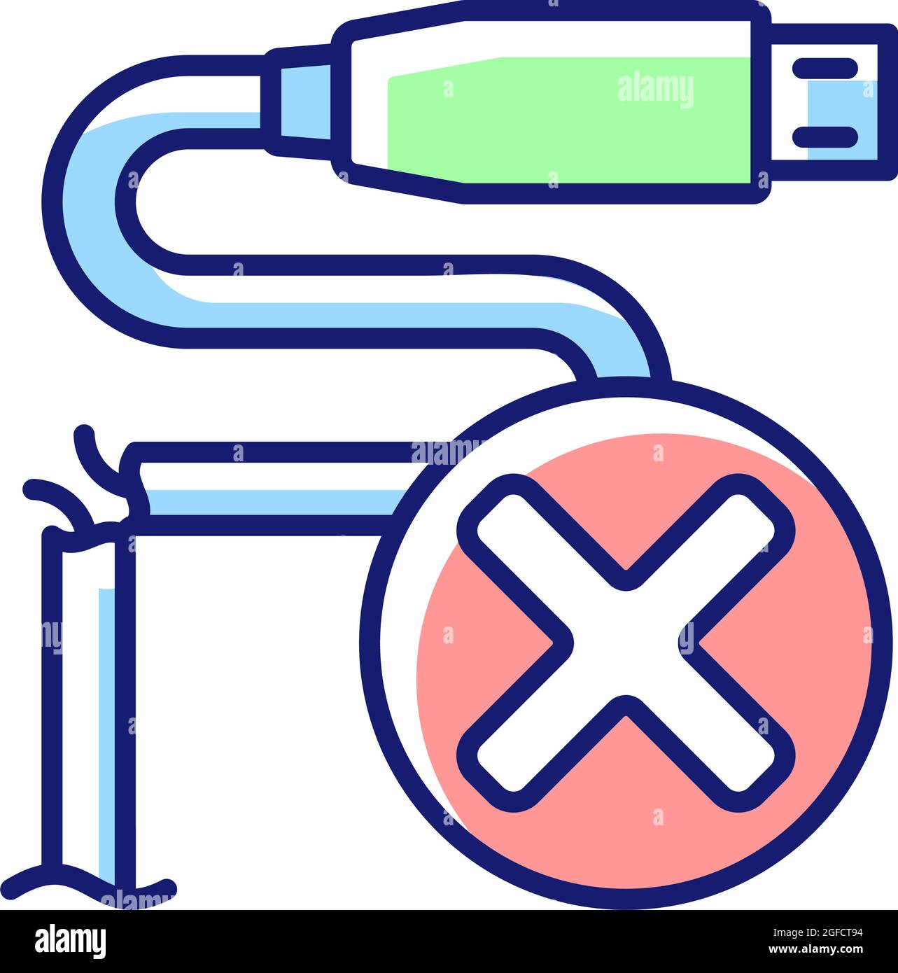 Dont use cracked cable RGB color manual label icon Stock Vector Image ...