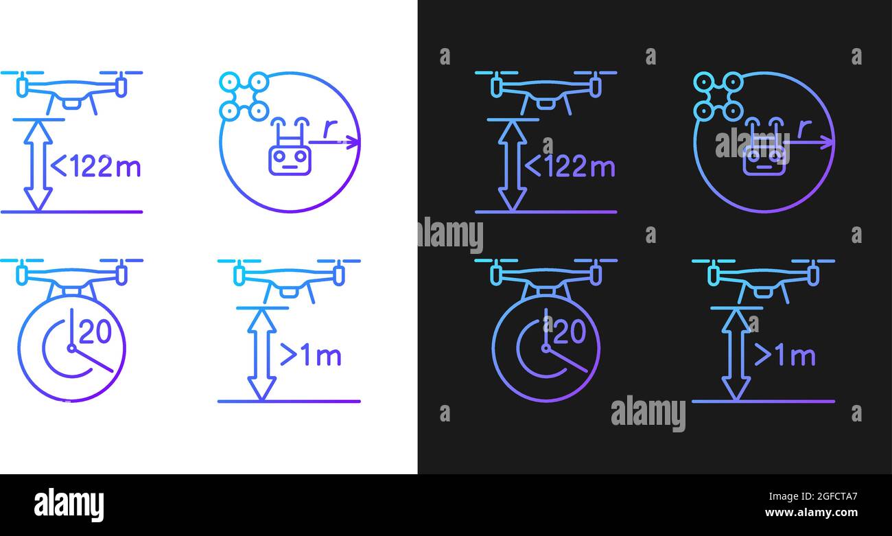 Drone manage gradient manual label icons set for dark and light mode Stock Vector Image & Art ...