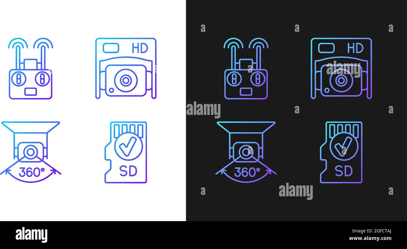 Drone use gradient manual label icons set for dark and light mode Stock Vector Image & Art - Alamy