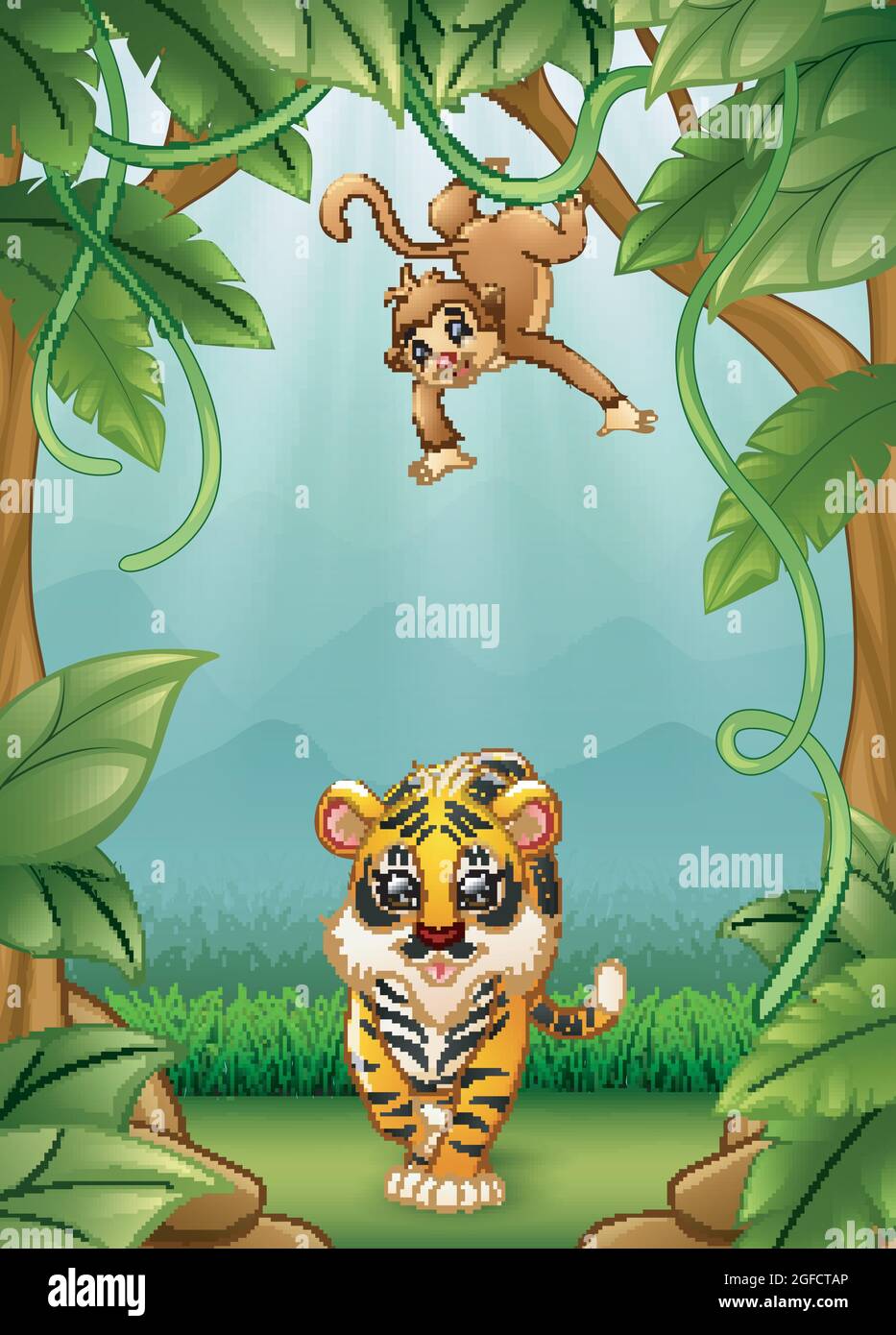 Cartoon monkey walk hi-res stock photography and images - Alamy