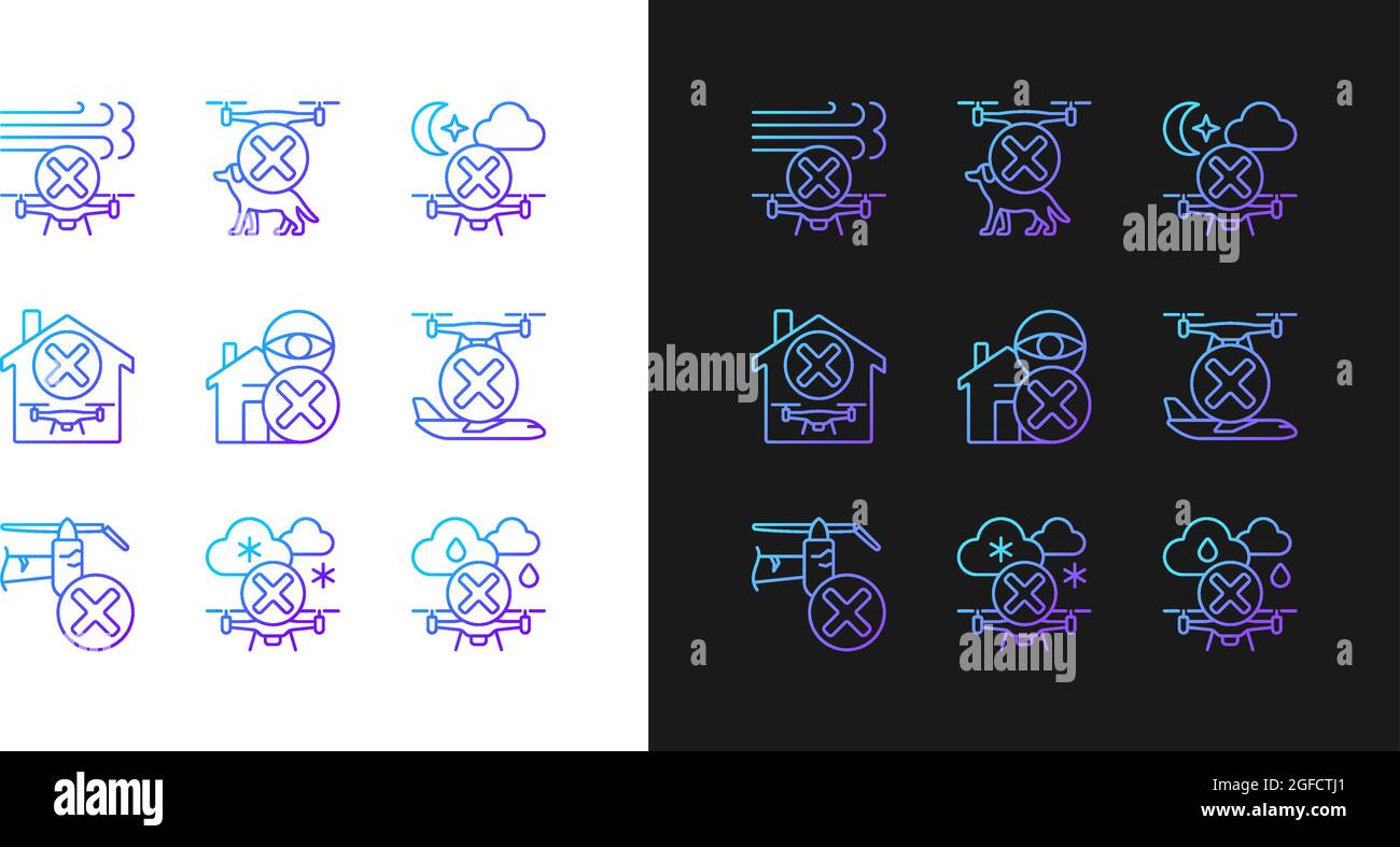 Drone rules gradient manual label icons set for dark and light mode Stock Vector Image & Art - Alamy