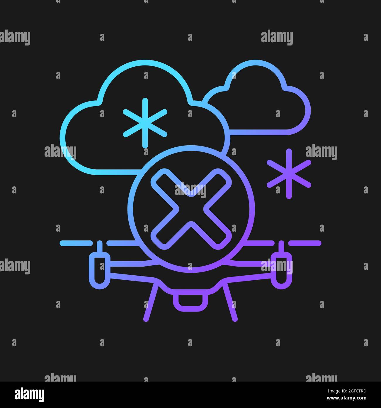 Dont fly when heavy snow gradient vector manual label icon for dark ...