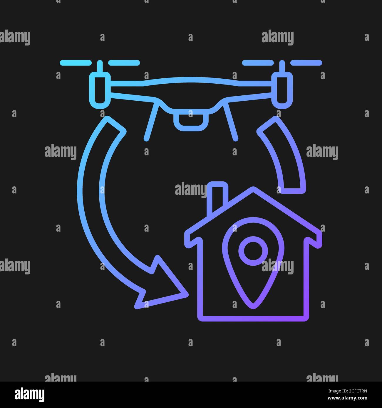 Return to home function gradient vector manual label icon for dark ...