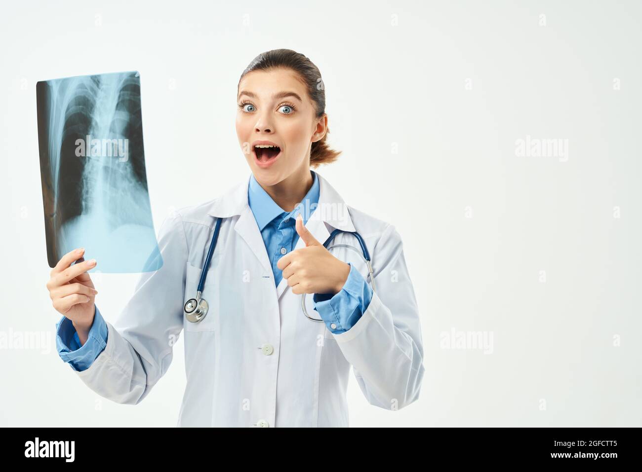 female doctor diagnostics patient scan hospital work Stock Photo - Alamy