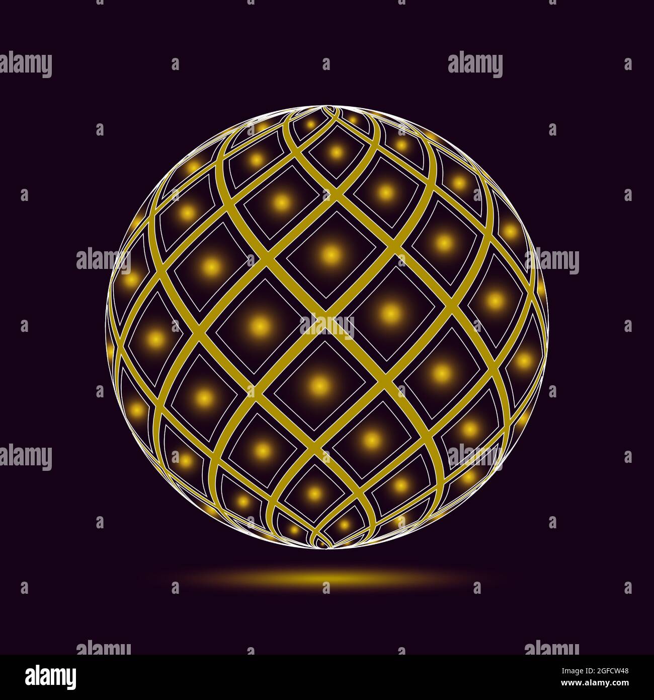 disco light bulb symmetrical circle illustration,with golden light ...