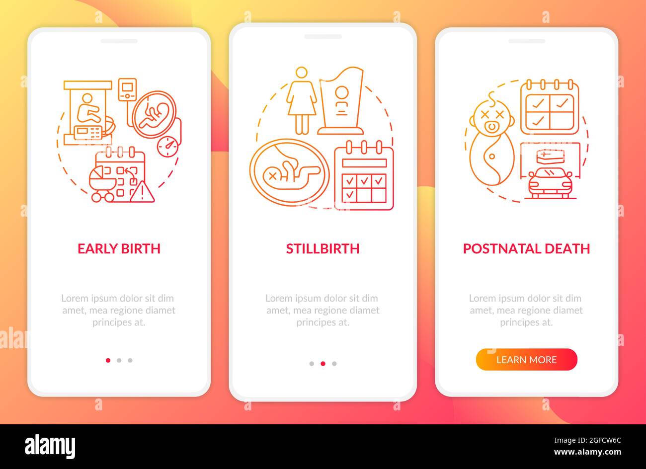 Maternity leave entitlement cases red gradient onboarding mobile app page screen Stock Vector ...