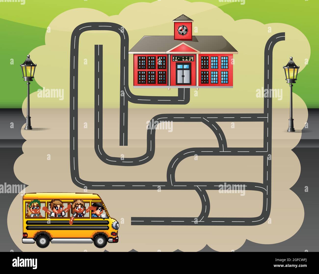 Passenger bus on way Stock Vector Images - Alamy