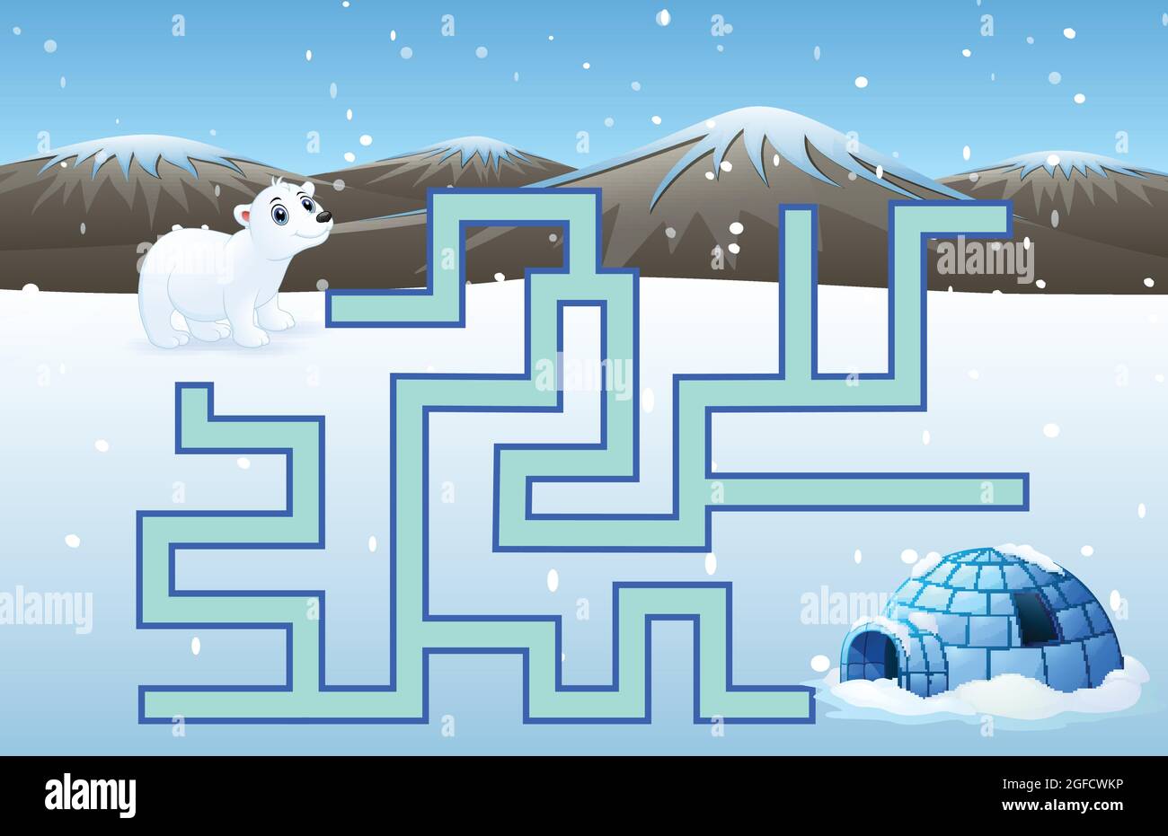 Game polar bears maze find their way to the igloo Stock Vector Image ...
