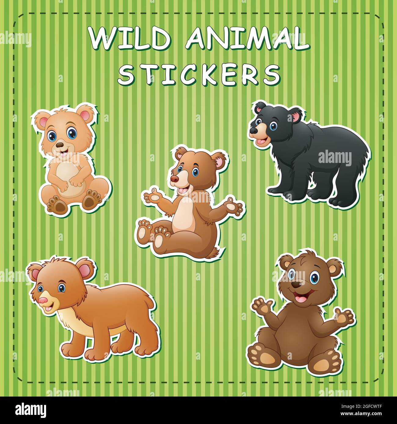 Illustration of cute cartoon bears on stickers Stock Vector Image & Art ...