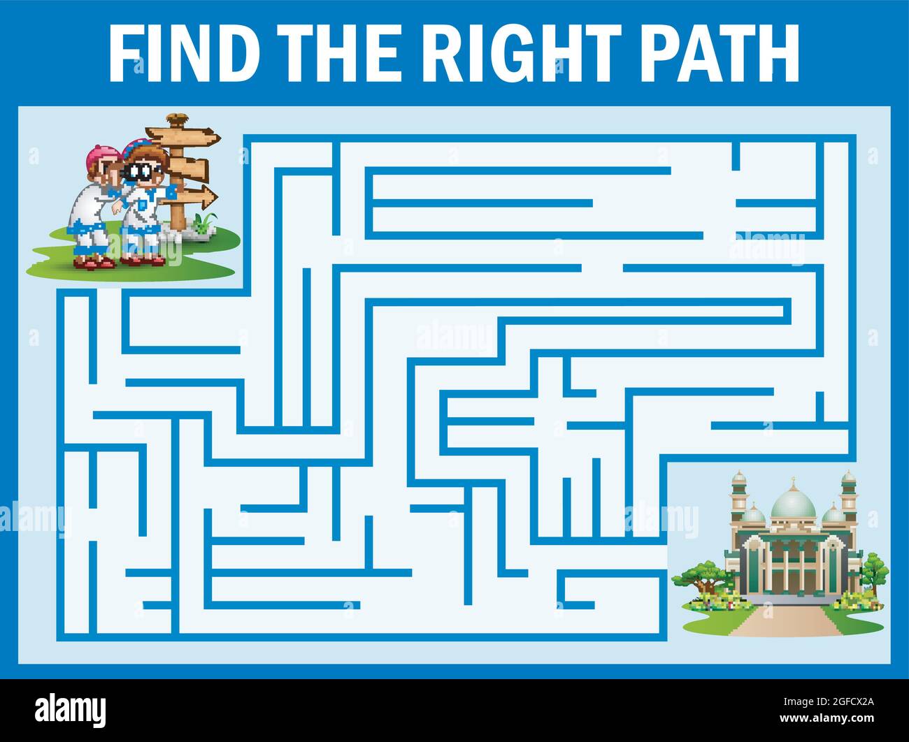 Maze game finds the boy and girl,way to the mosque Stock Vector Image ...