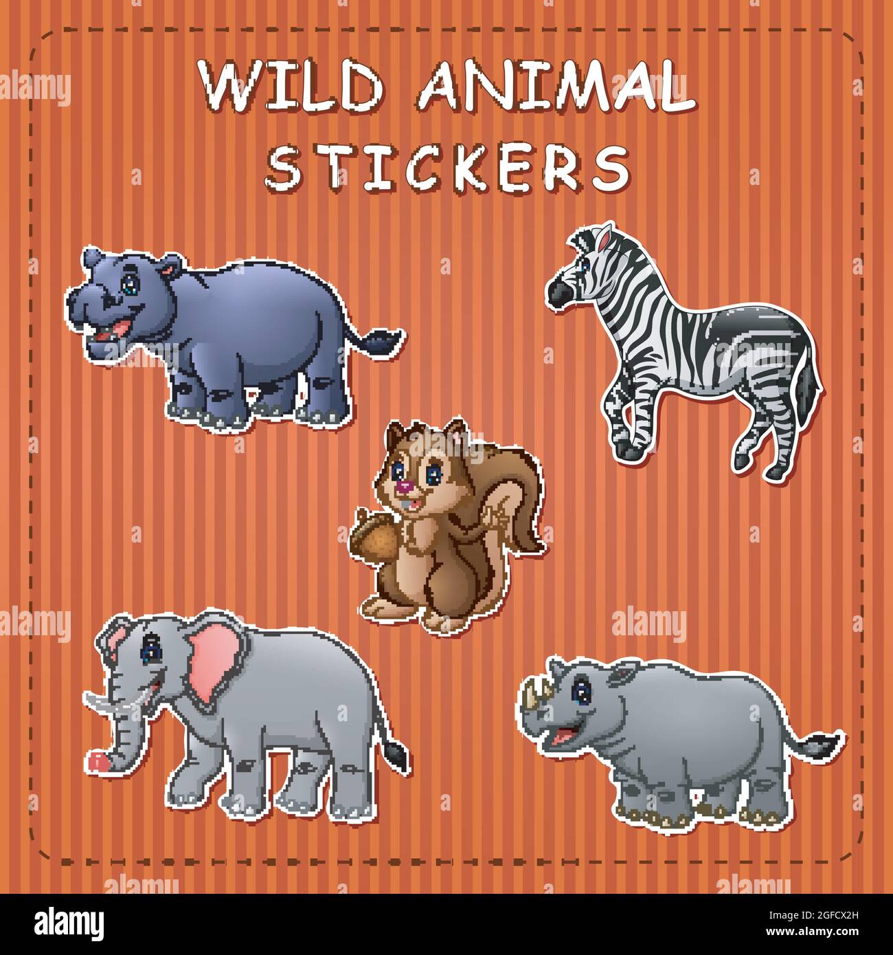 Cute wild animals cartoon on sticker Stock Vector Image & Art - Alamy