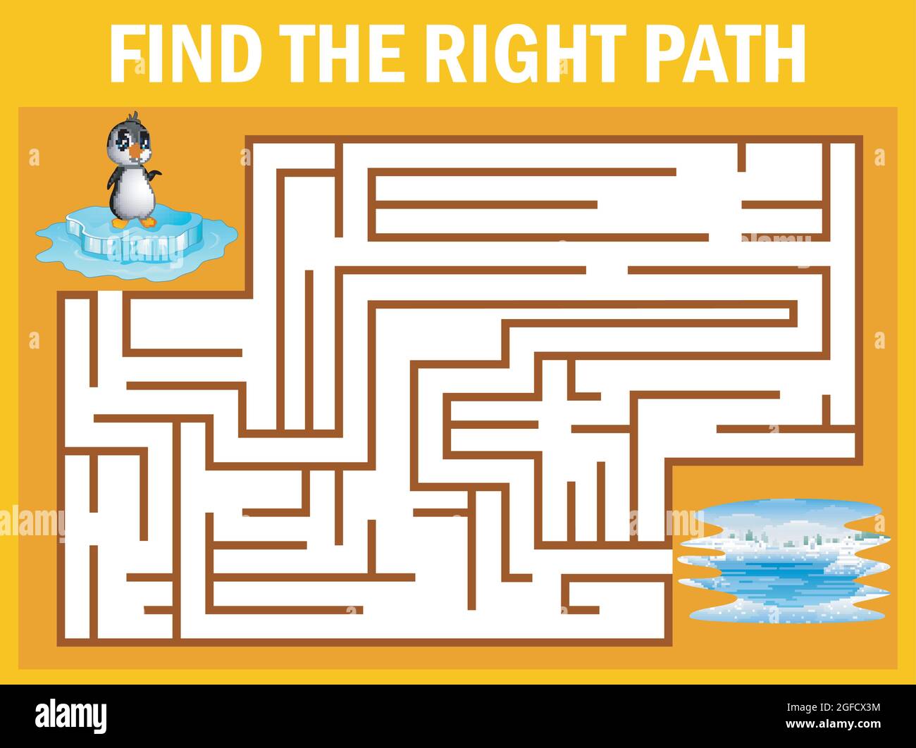 Maze game find penguin walk away to pole Stock Vector Image & Art - Alamy