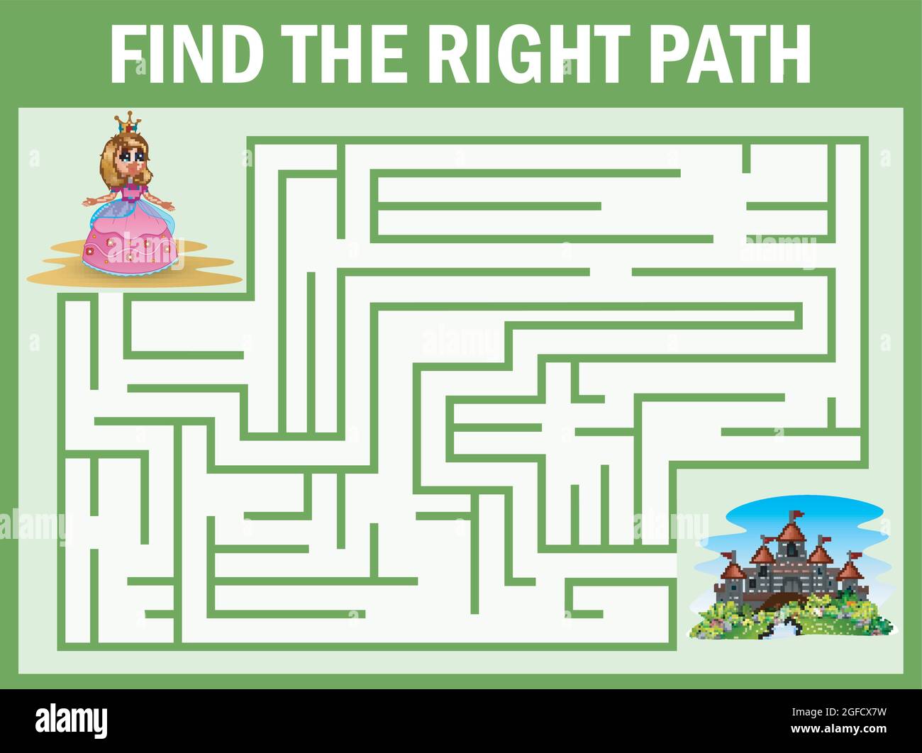 Maze game find a princess way to castle Stock Vector Image & Art - Alamy