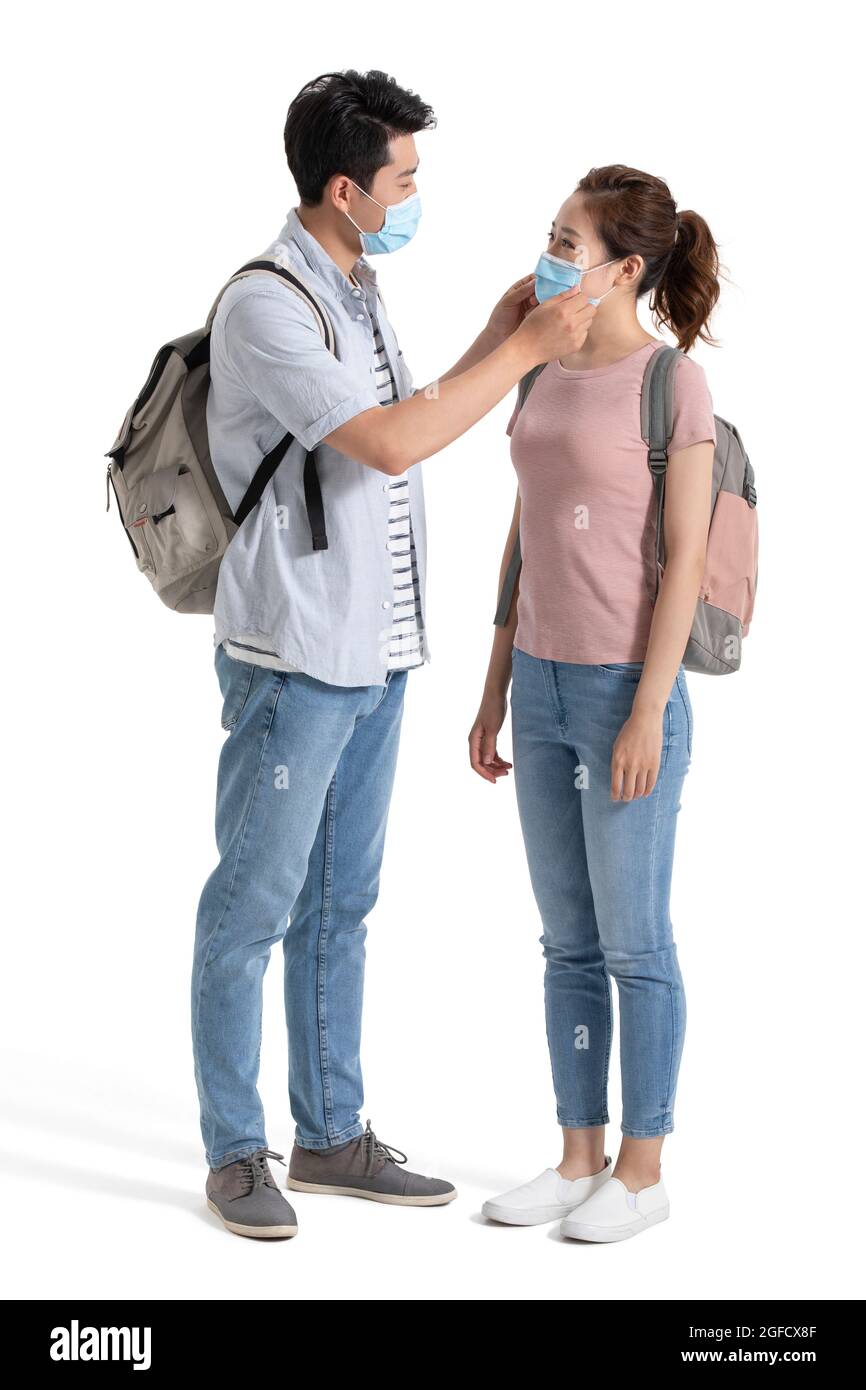 Mask virus couple Cut Out Stock Images & Pictures - Alamy