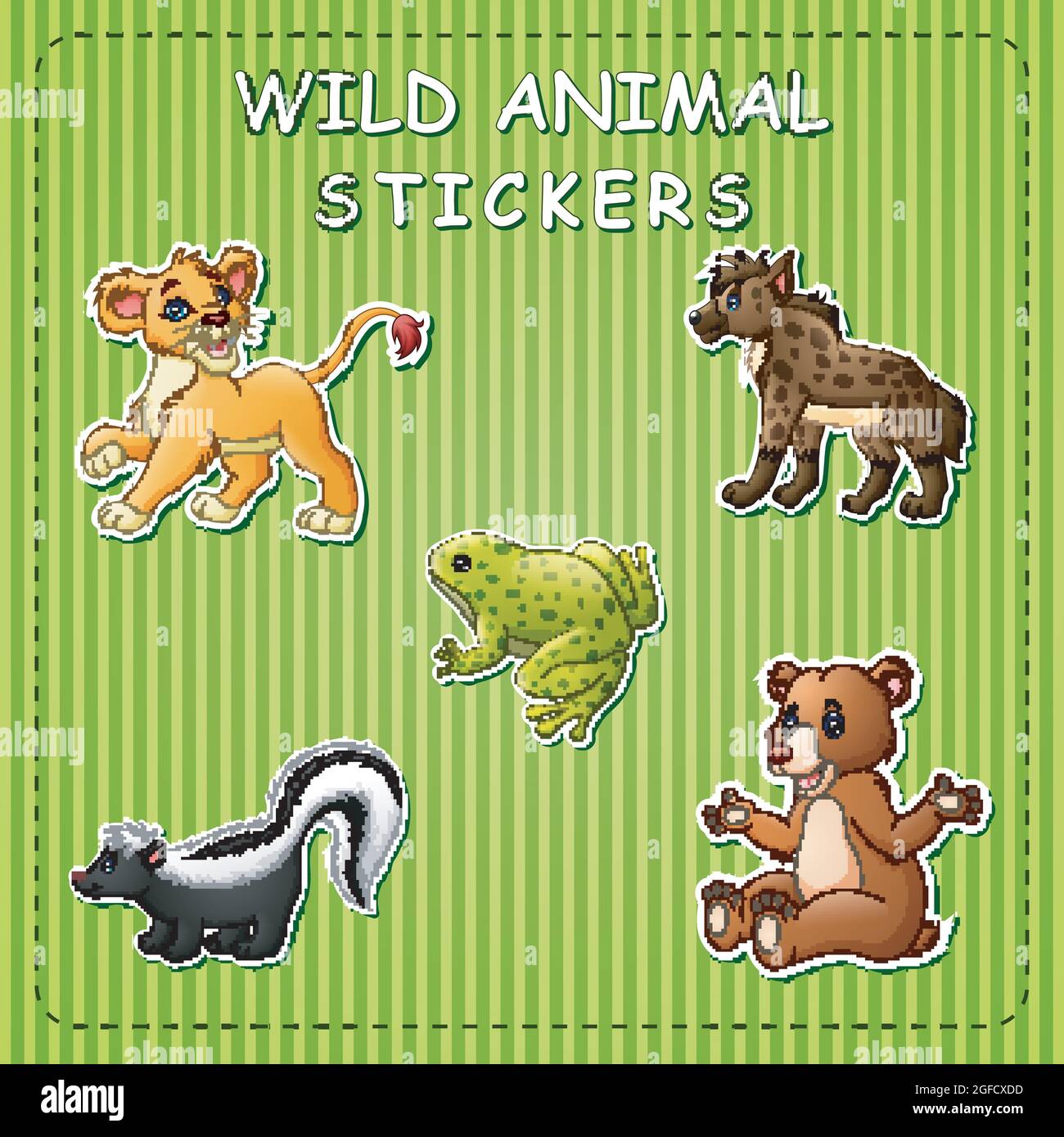 Cute wild animals cartoon on sticker Stock Vector Image & Art - Alamy