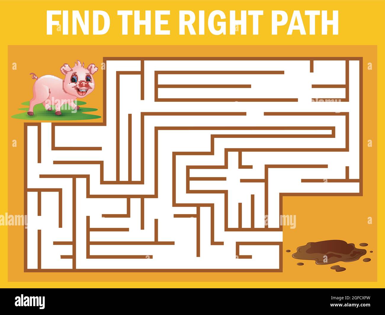 Maze game finds the pig way get to the mud Stock Vector Image & Art - Alamy