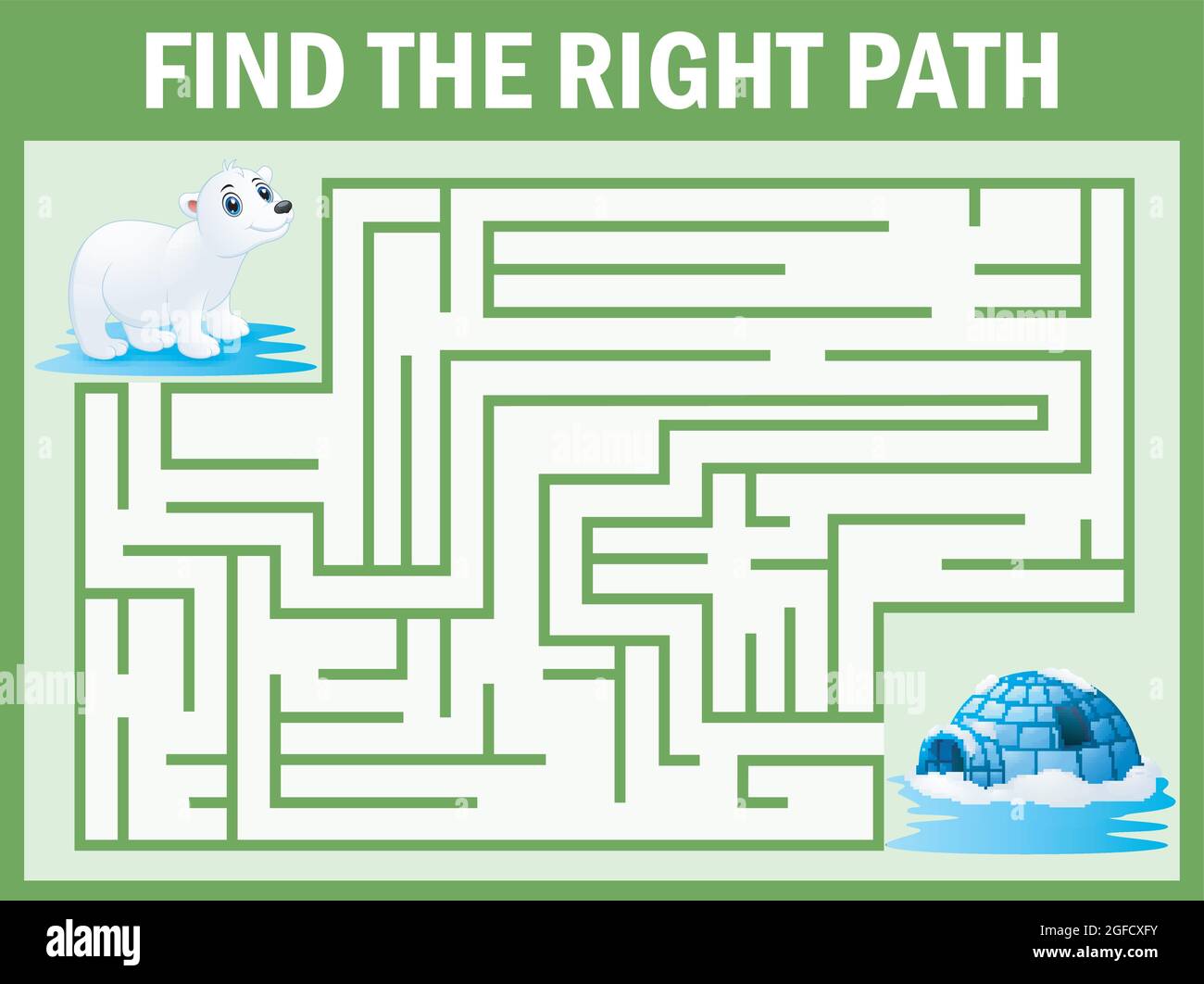 Maze game find polar bear walk away to igloos Stock Vector Image & Art ...