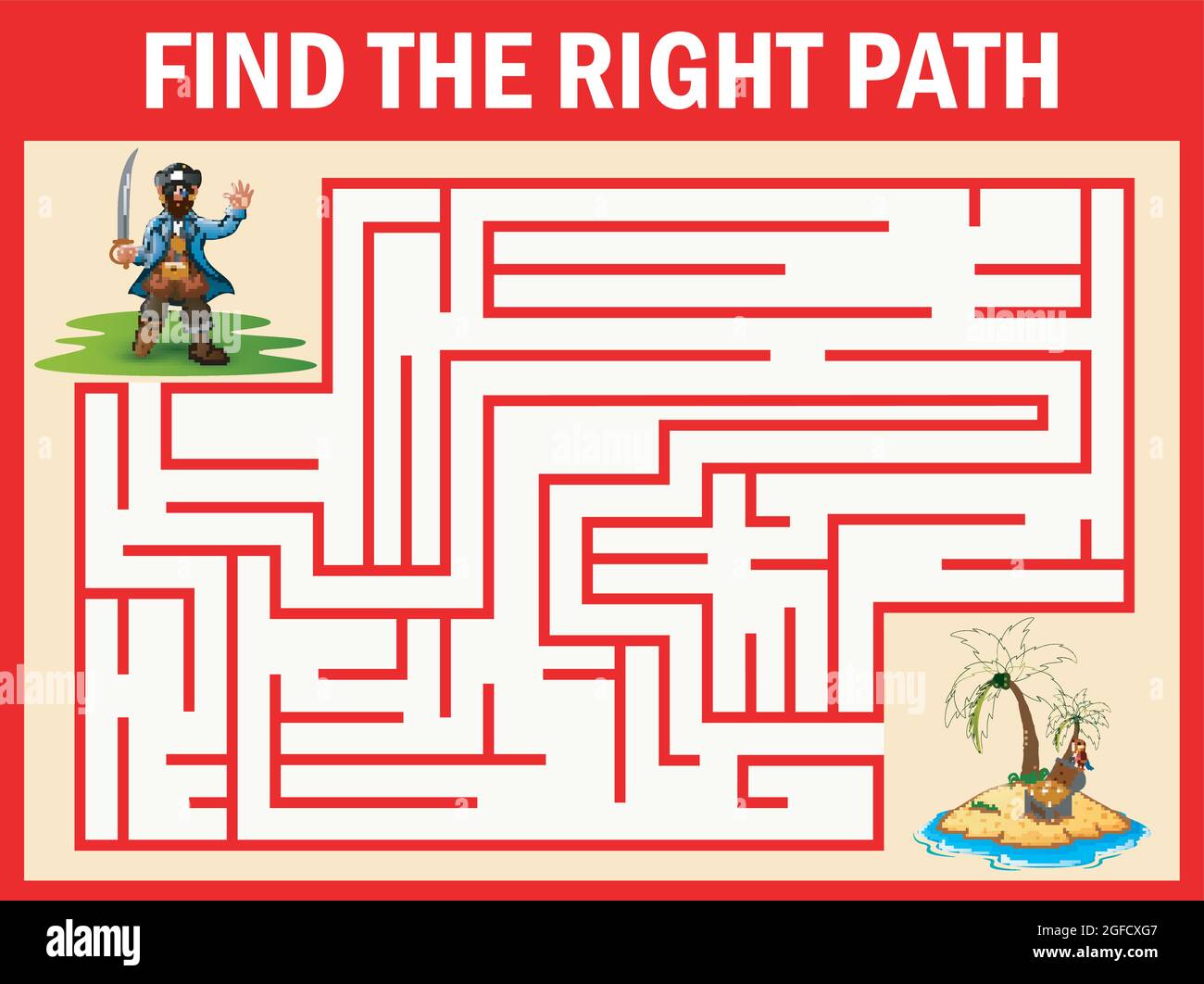 Maze game find a pirates way to treasure Stock Vector Image & Art - Alamy