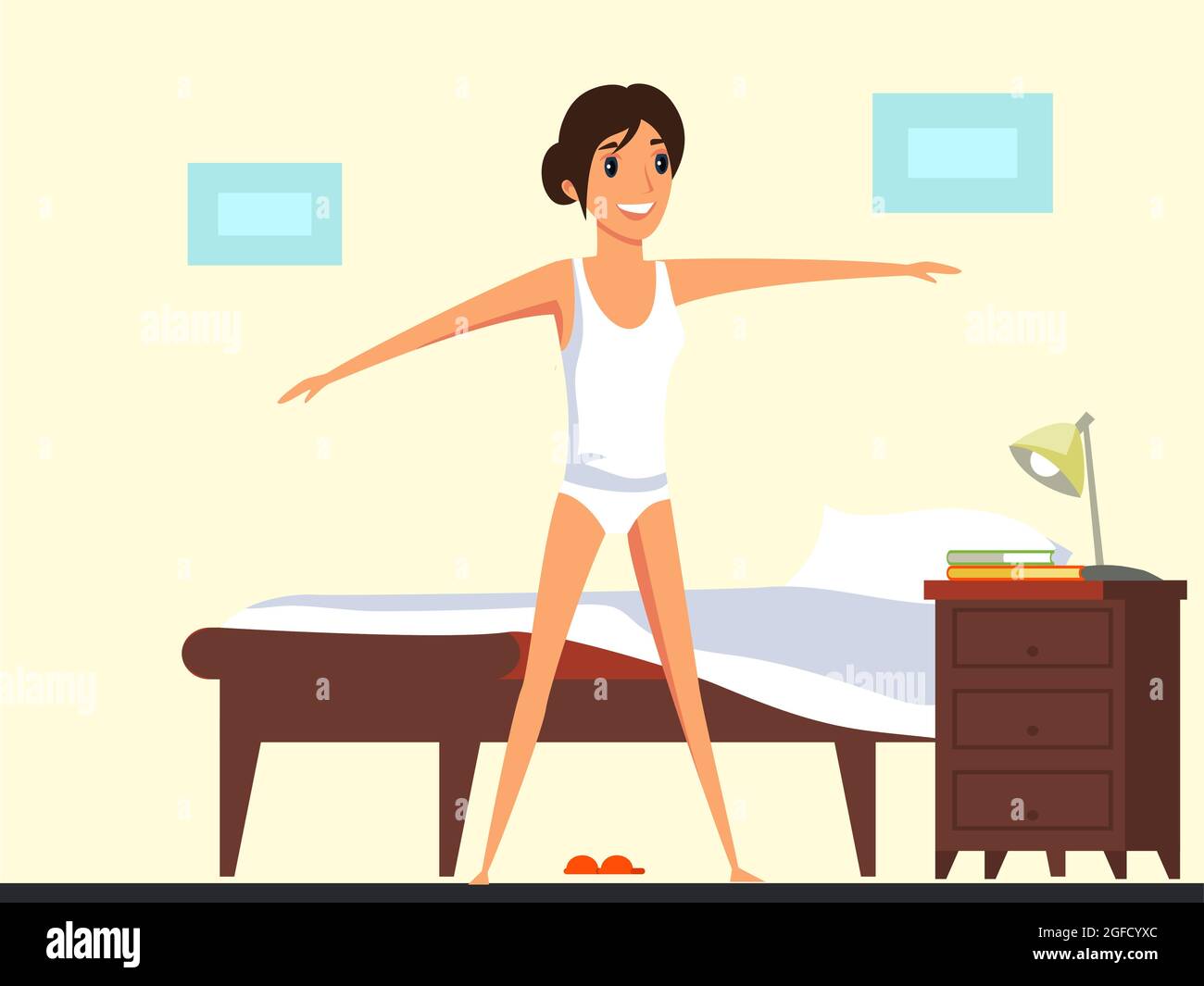 Healthy morning stretching woman Stock Vector Images - Alamy