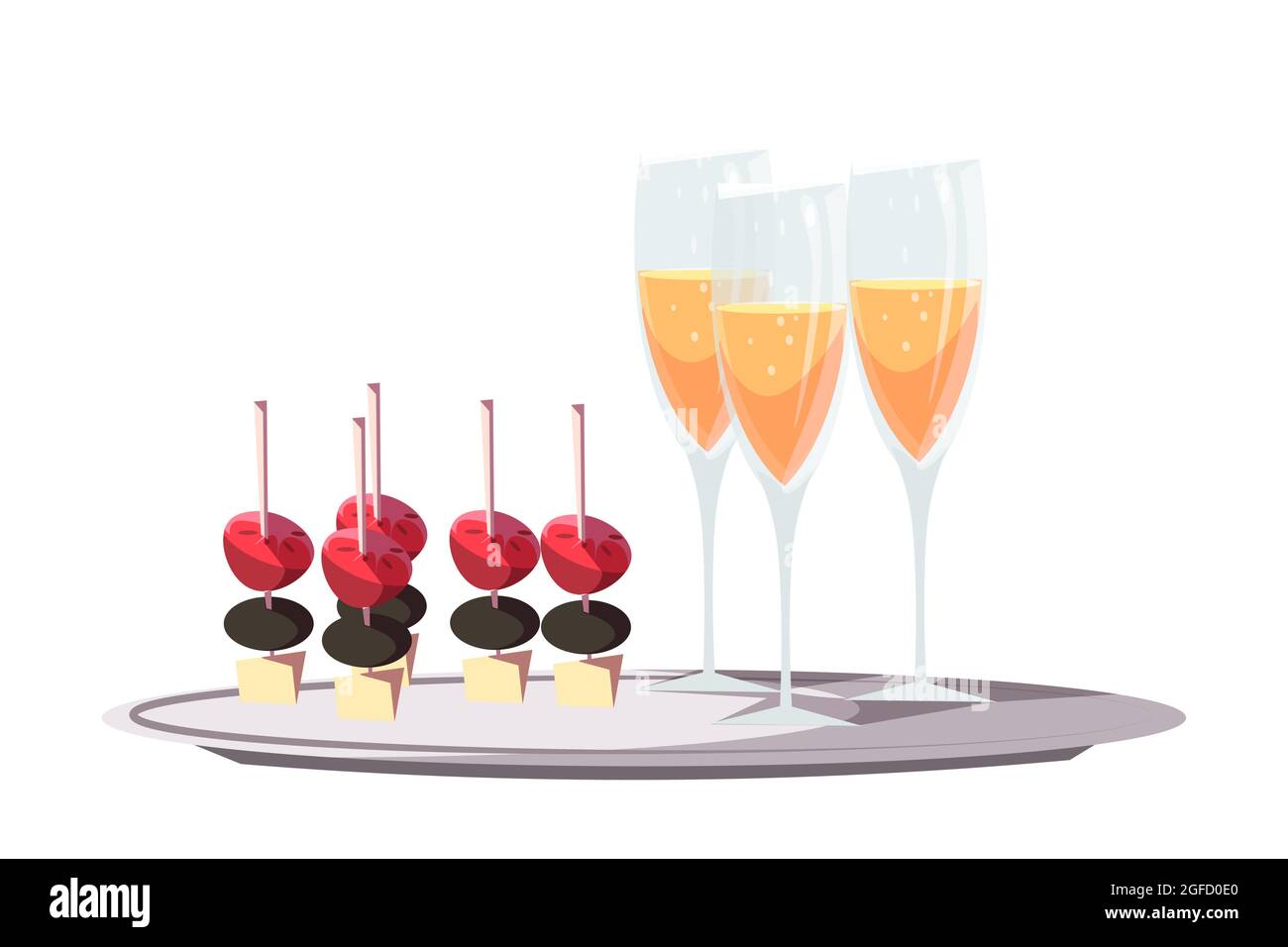 Canapes and champagne flat vector illustration Stock Vector Image & Art ...