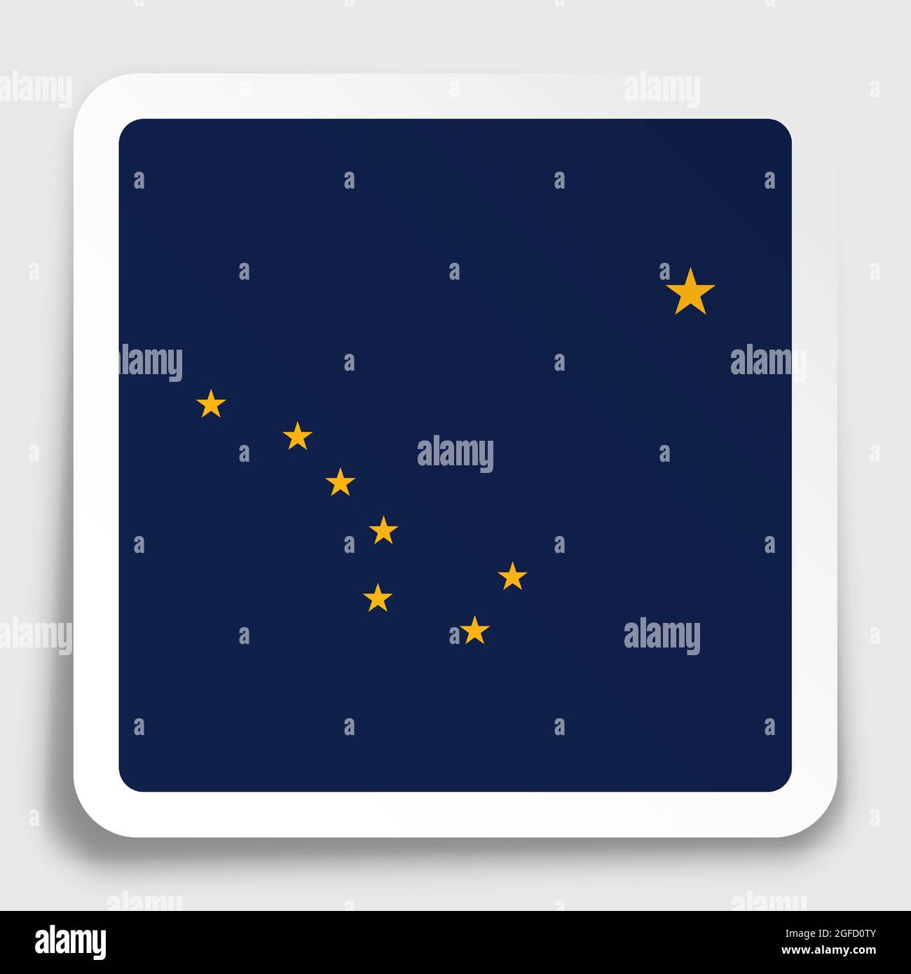 american state of Alaska flag icon on paper square sticker with shadow ...
