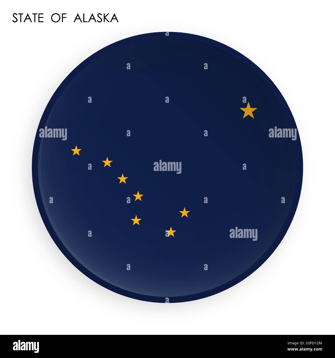 american state of Alaska flag icon in modern neomorphism style. Button ...