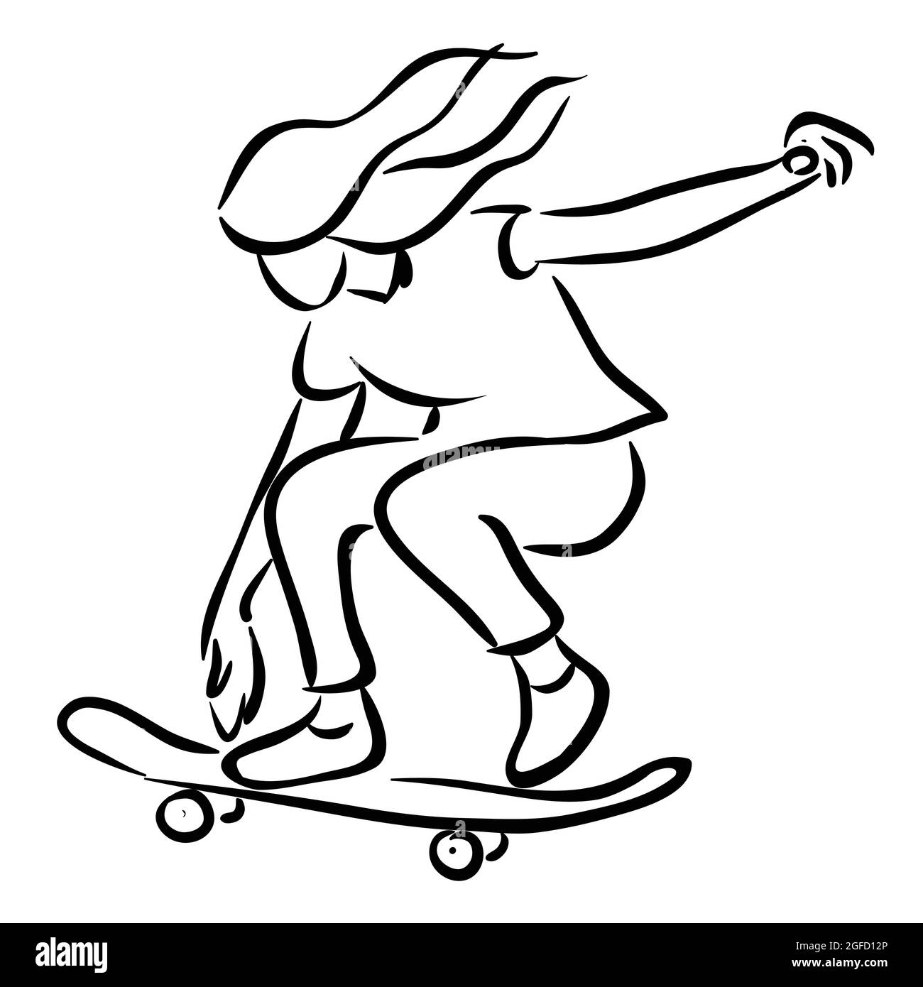 Young girl skating line art Stock Vector Image & Art - Alamy