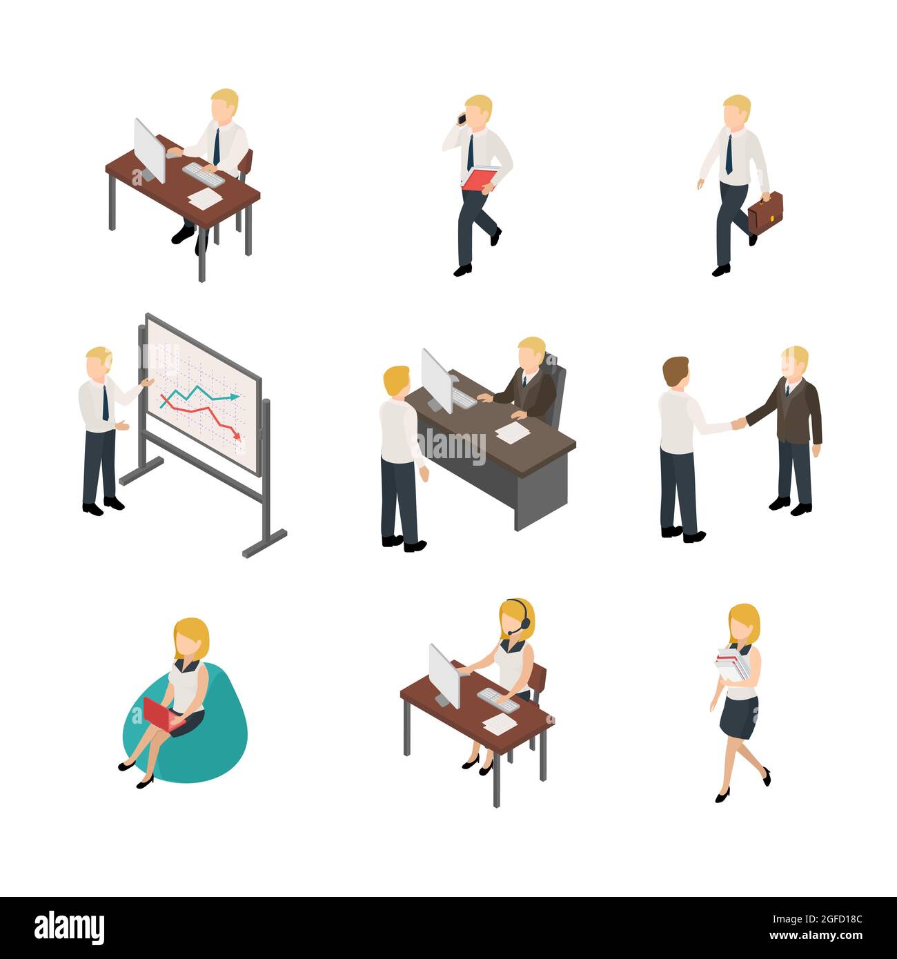 Office workers isometric illustrations set Stock Vector Image & Art - Alamy