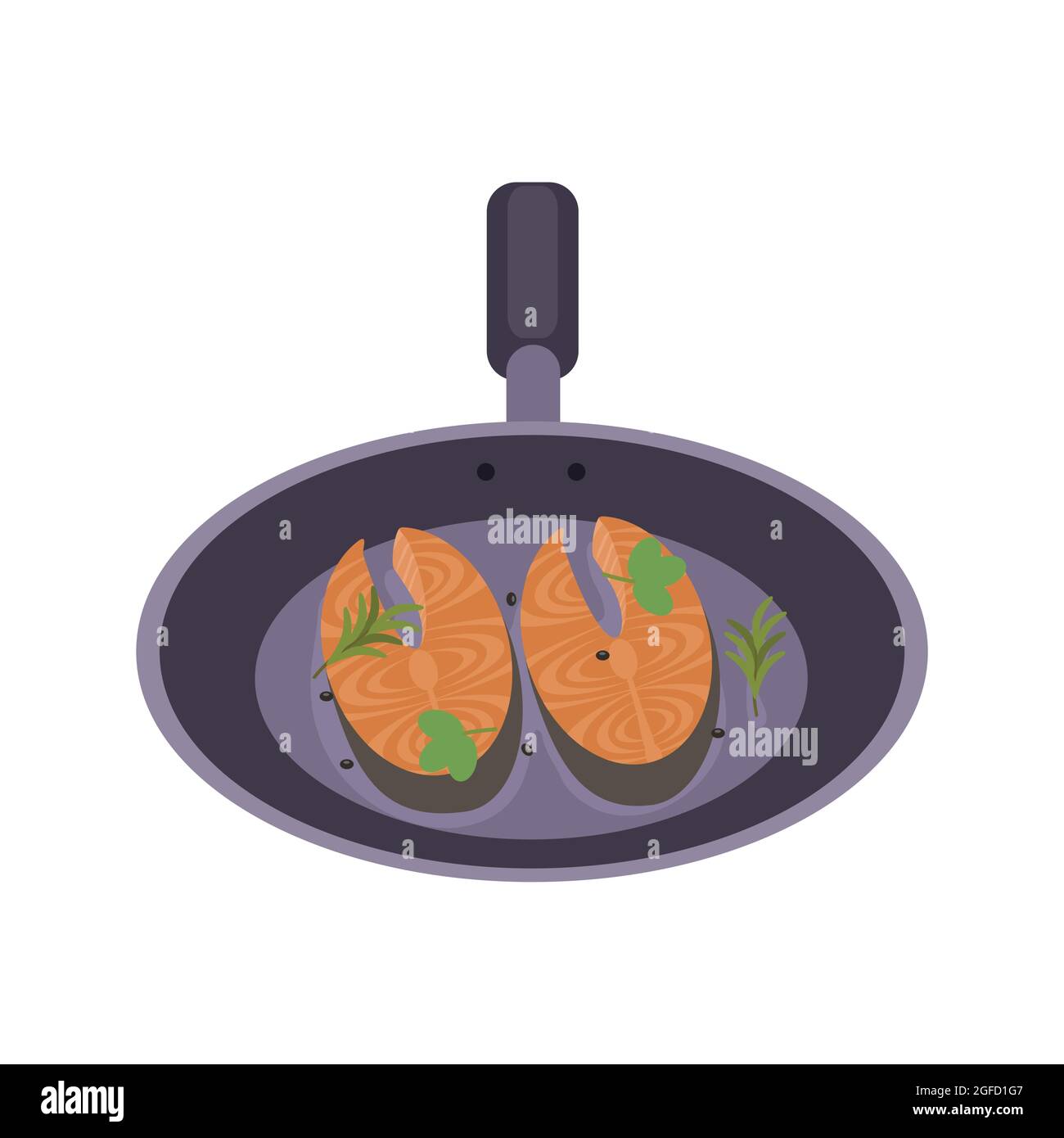 Frying Fresh fish Illustration Isolated in white back ground Stock ...