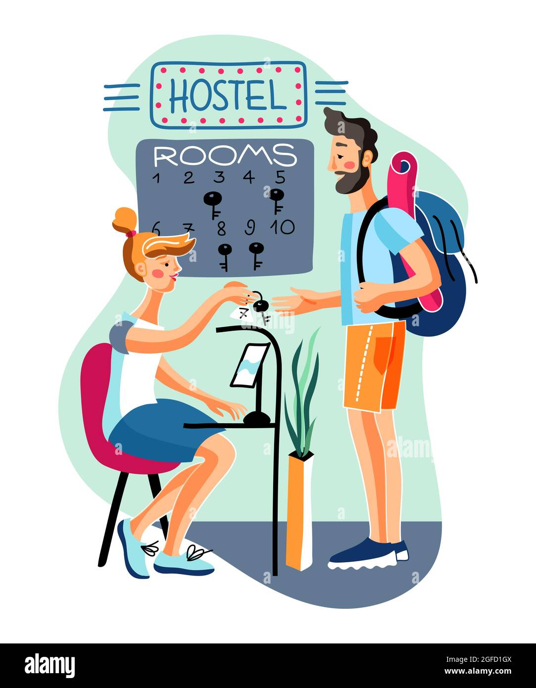 Hostel accommodation flat vector illustration Stock Vector Image & Art ...