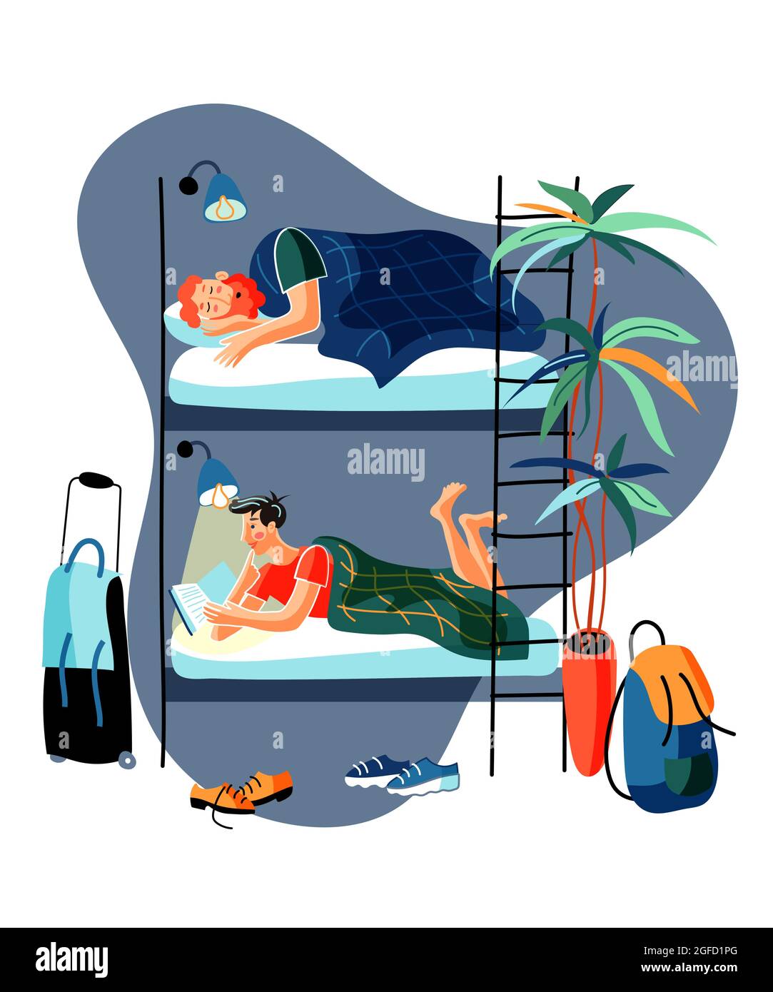 Student dormitory room flat vector illustration Stock Vector Image ...