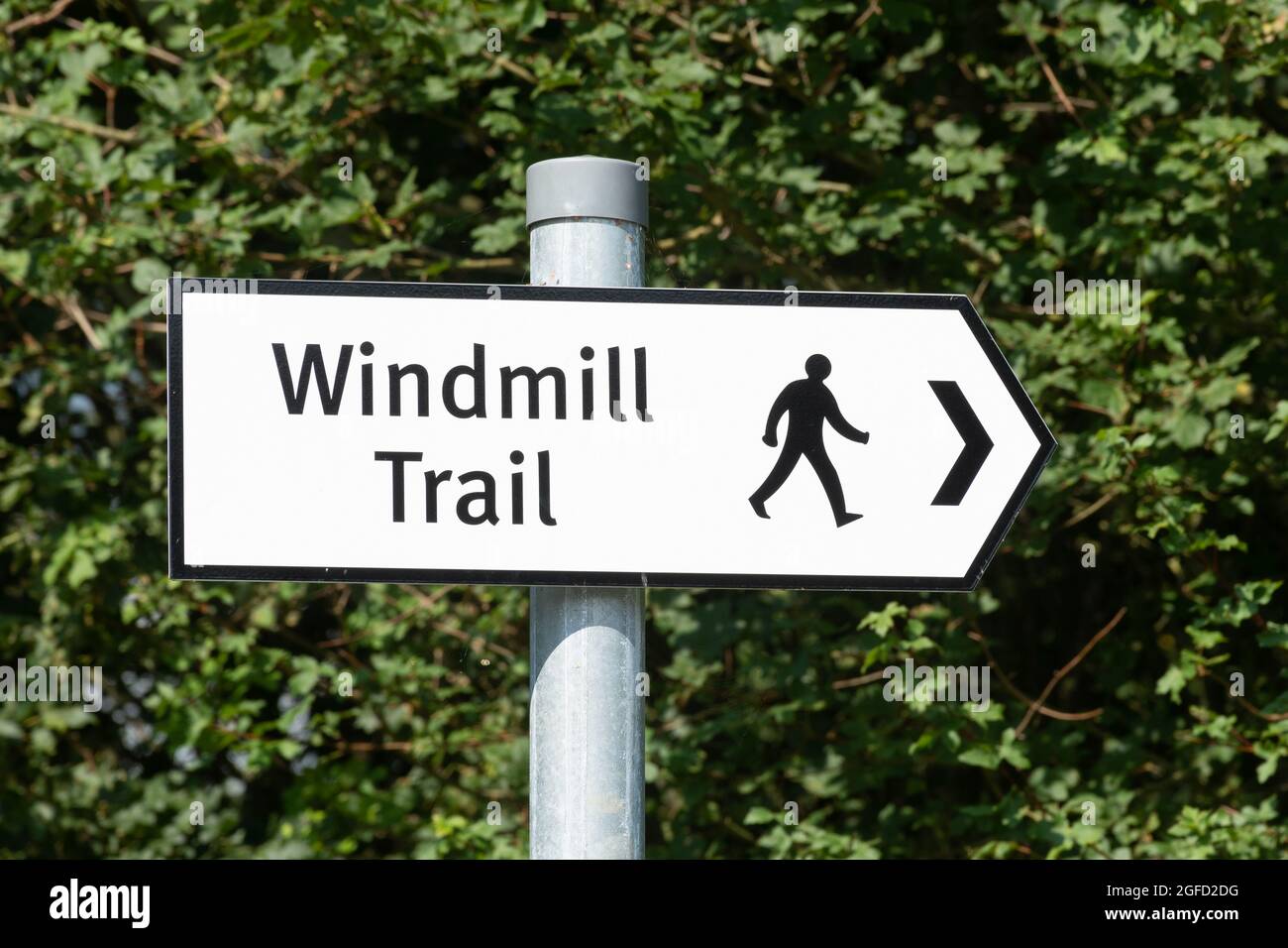 Windmill Trail sign, walking route to Halnaker Windmill in West Sussex ...