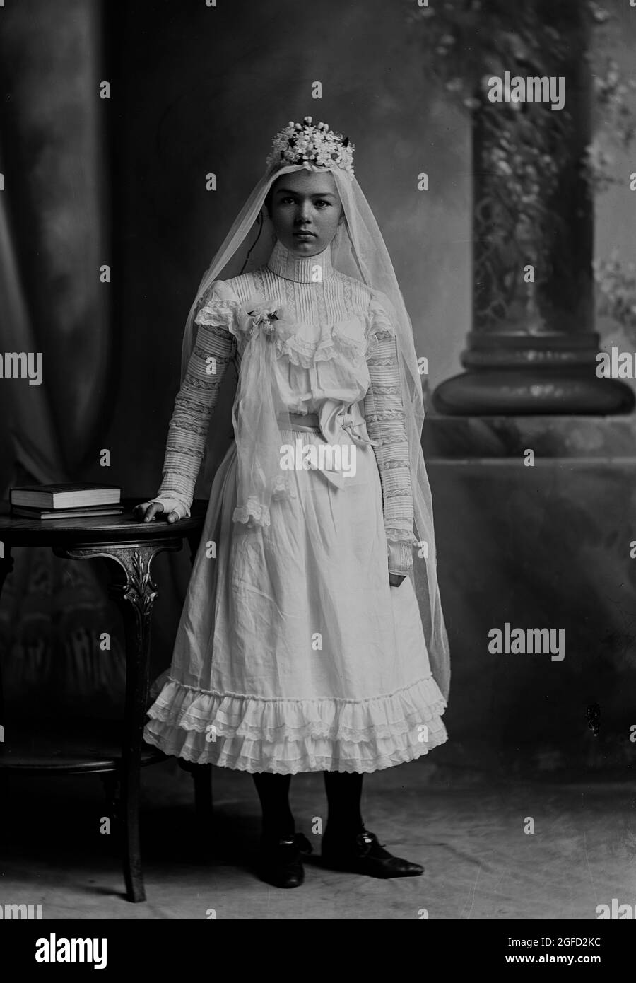 Antique glass negative restored from 1890 - Show the confirmation of a ...