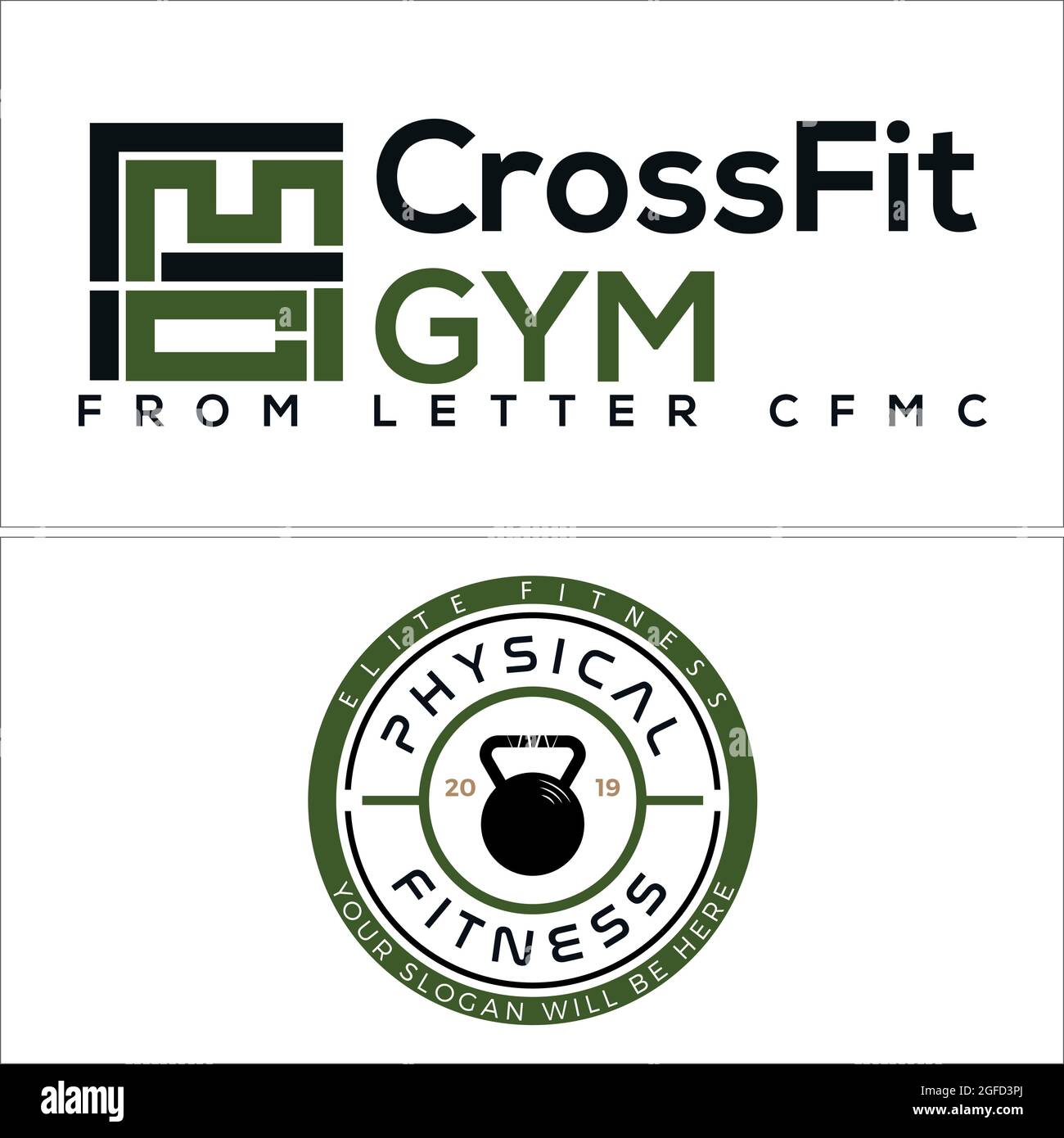 Physical fitness emblem logo with dumbbell icon vector Stock Vector ...
