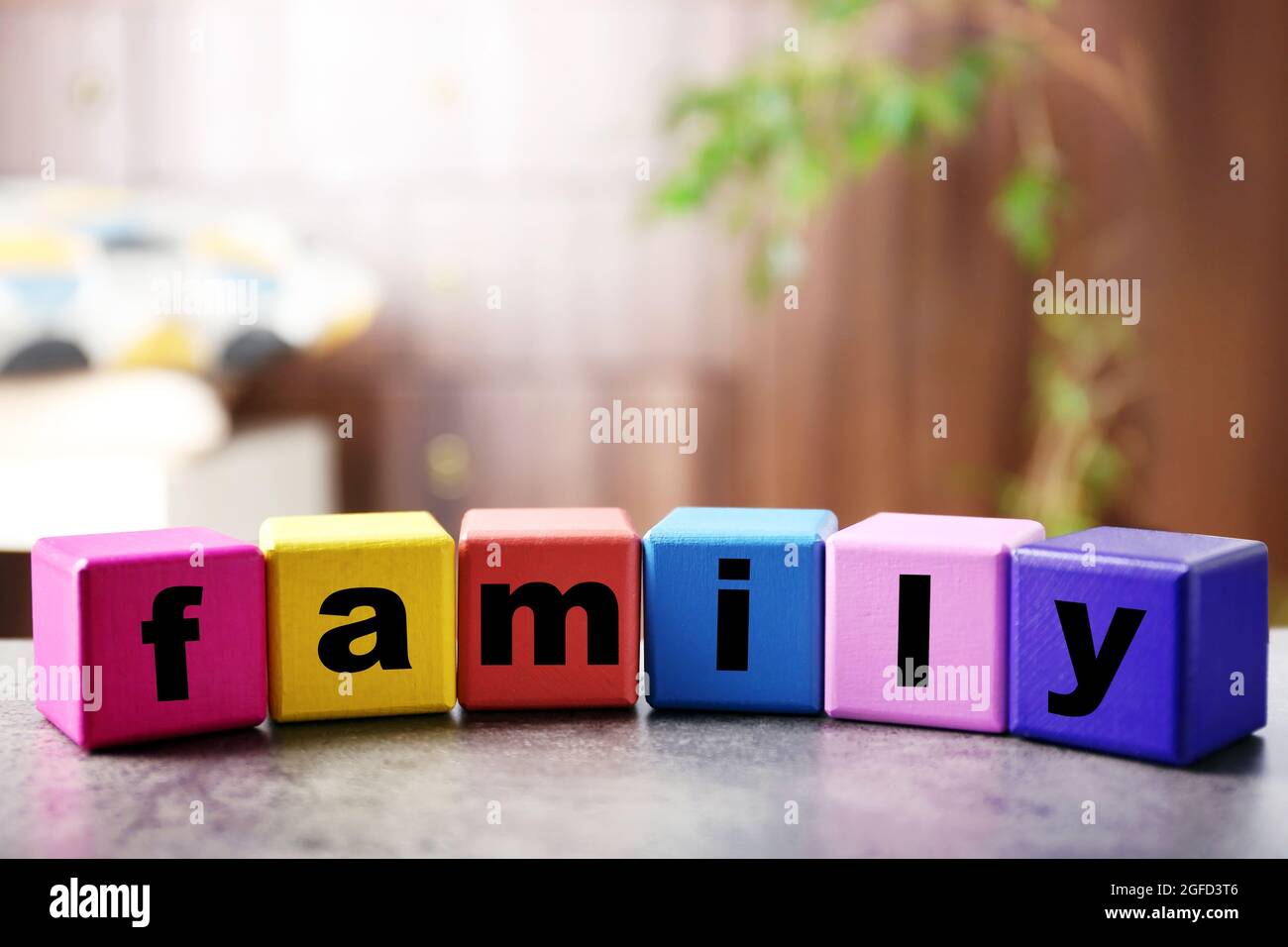 Color word FAMILY on light background Stock Photo - Alamy