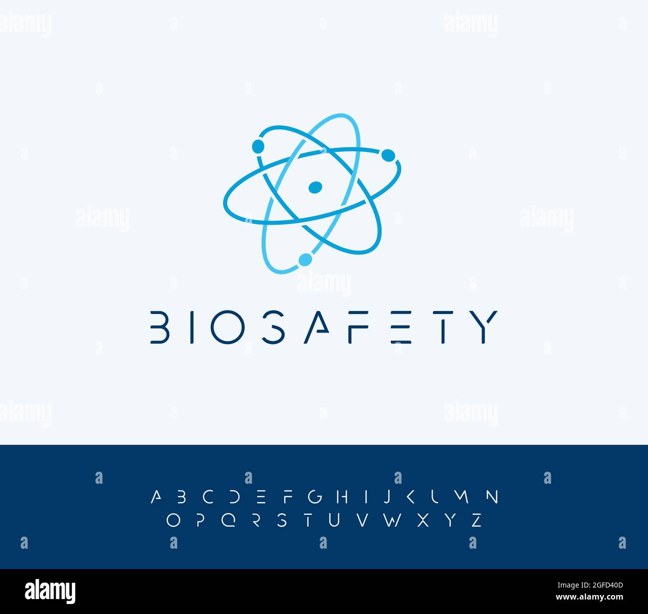 Atomic energy vector logo concept with futuristic letters. Atom ...
