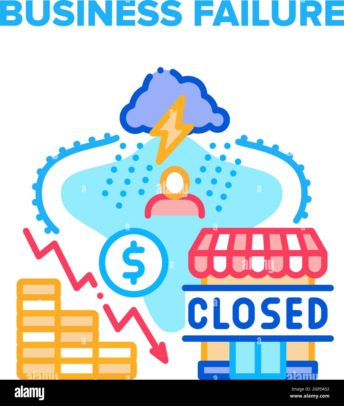 Business Failure Vector Concept Color Illustration Stock Vector Image ...
