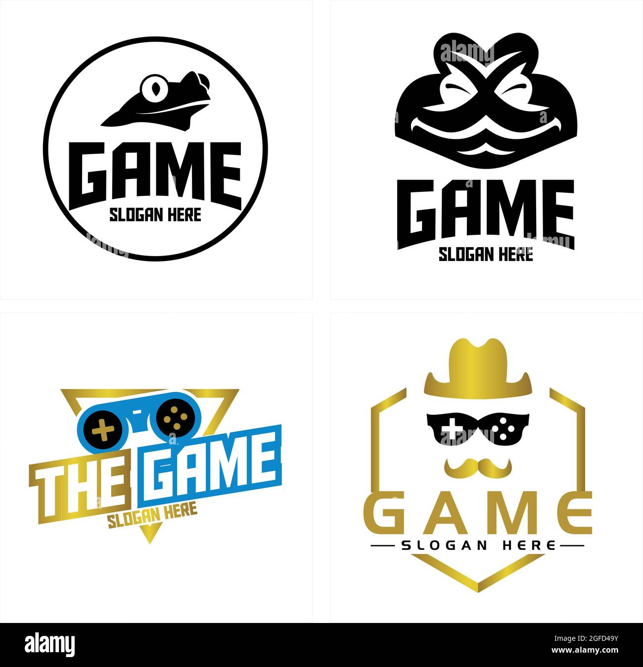 Game badge logo design with icon frog vector Stock Vector Image & Art ...