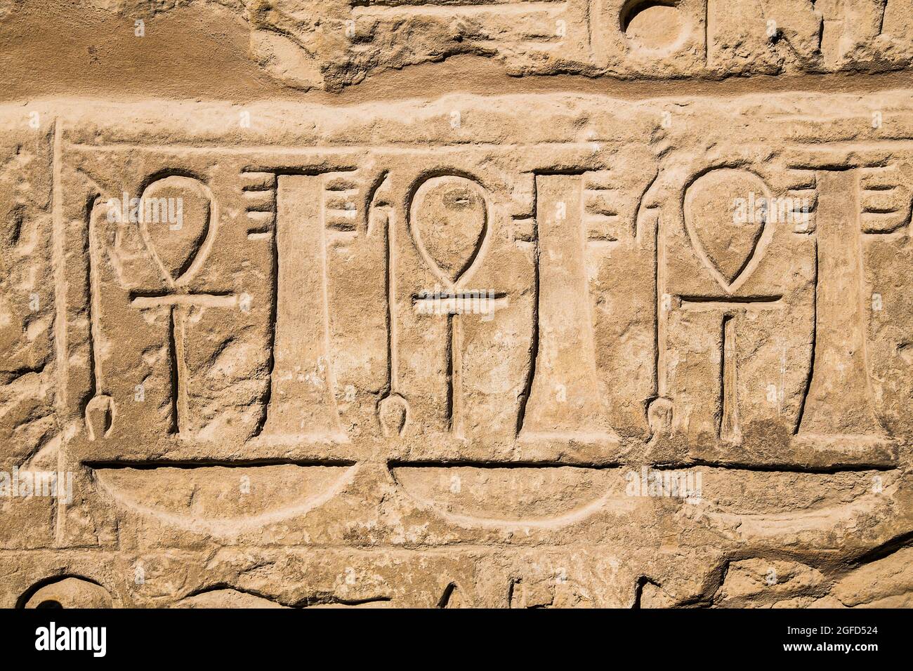 Ancient Ankh simbol at the Karnak Temple in Luxor (Thebes), Egypt. The ...